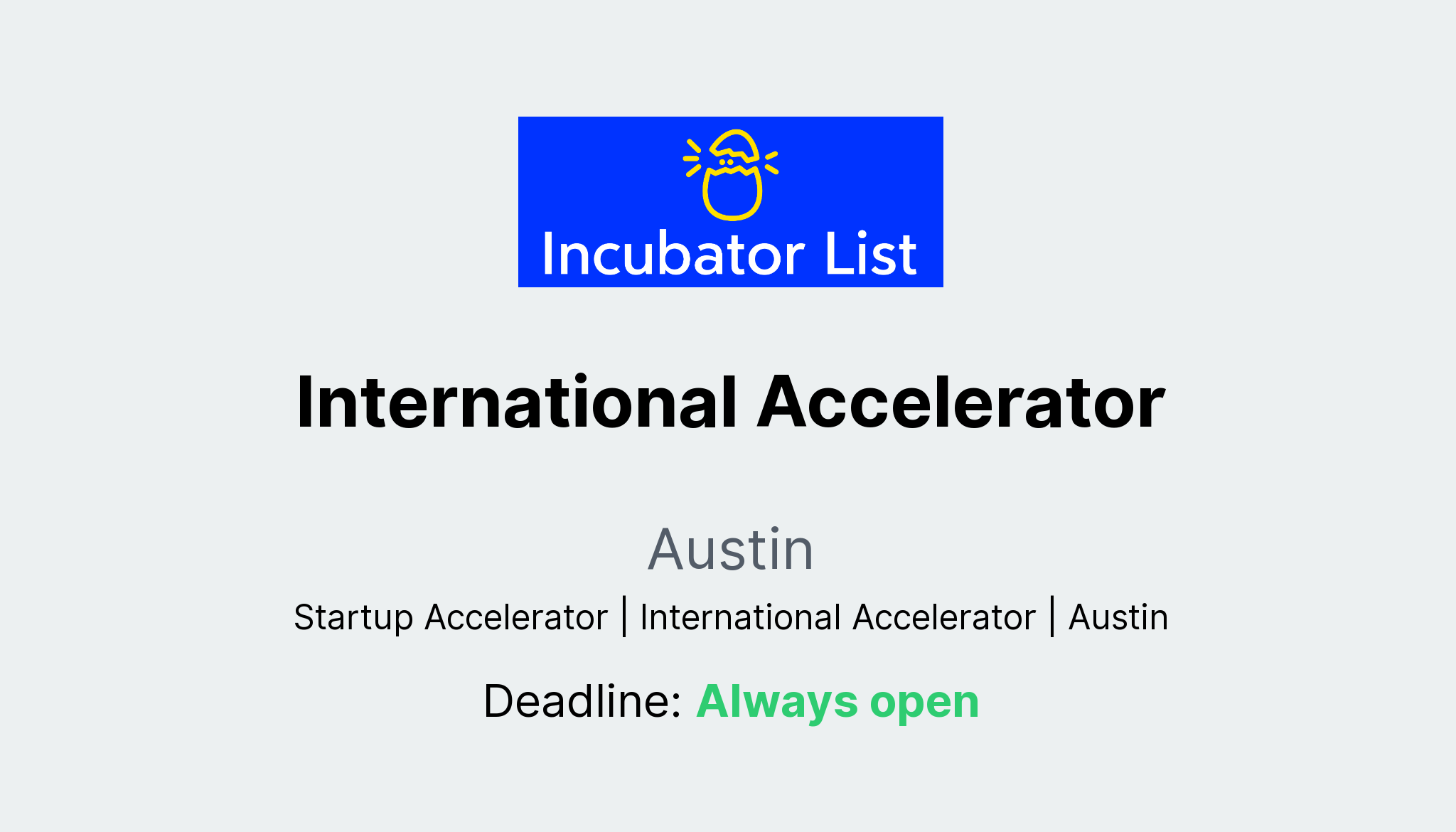 International Accelerator - Key Information International Accelerator - Key Information
